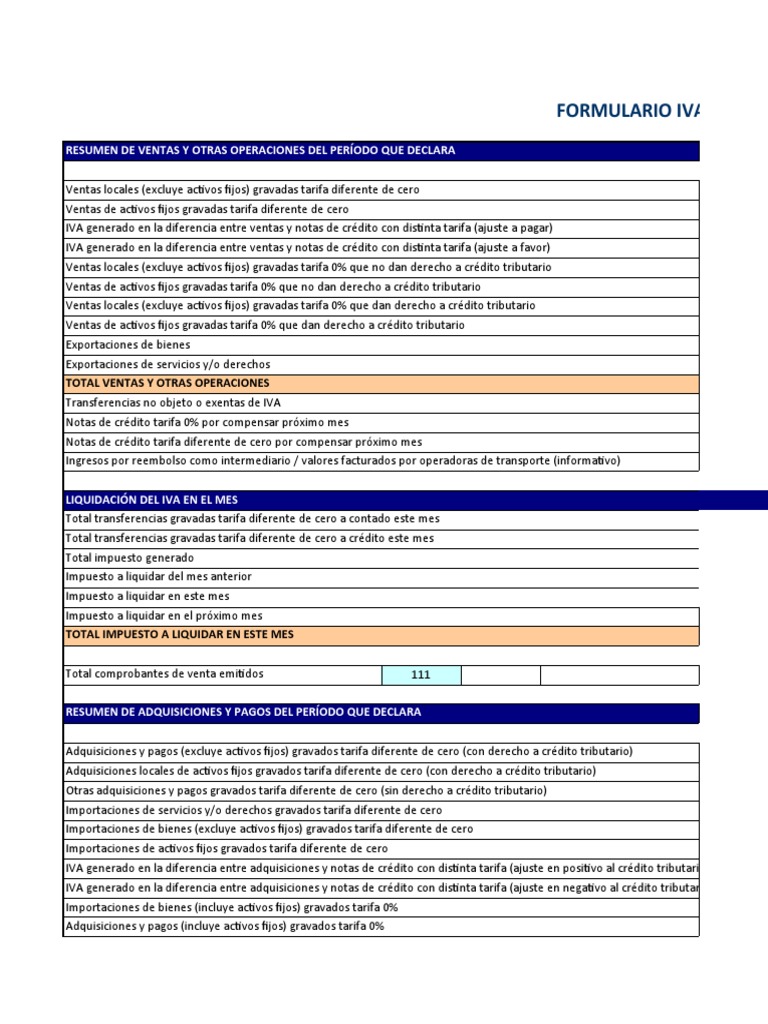 FORMULARIO de IVA Naturales y Sociedades | PDF | Impuesto al valor ...