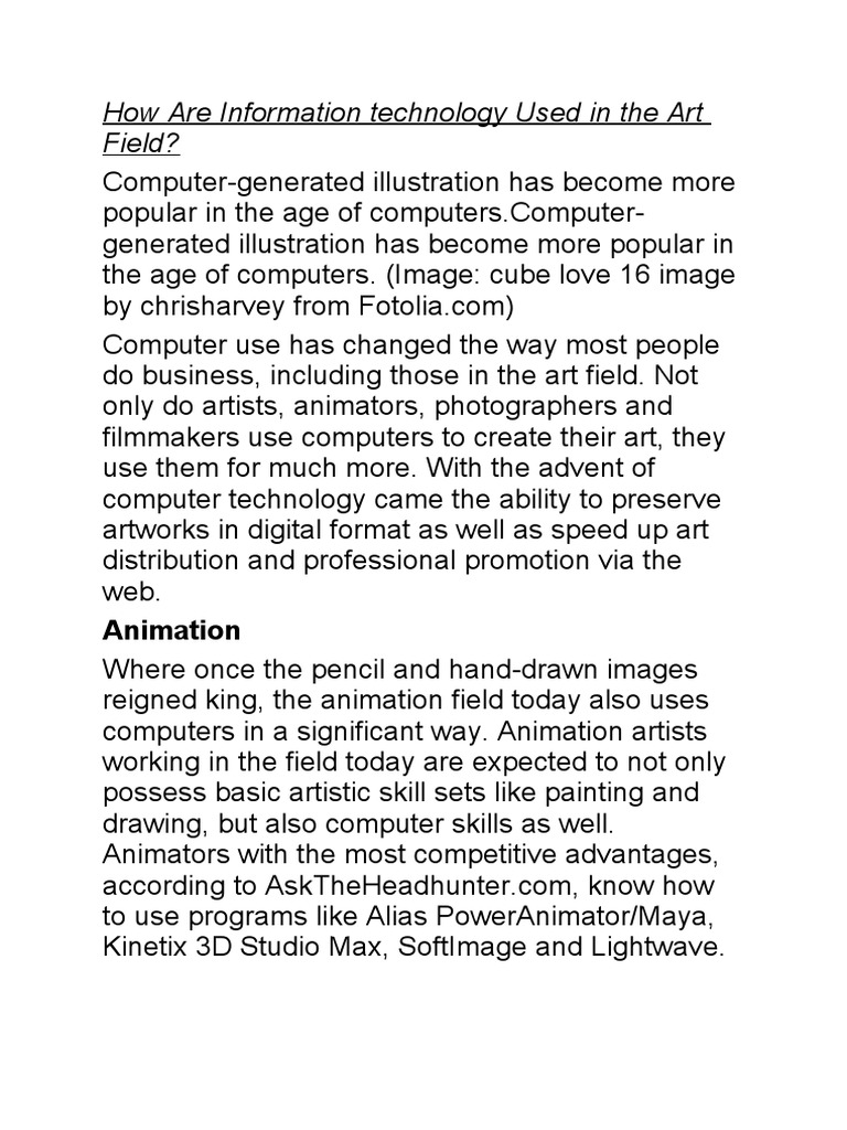 How Are Information Technology Used in The Art Field | PDF | Computer ...