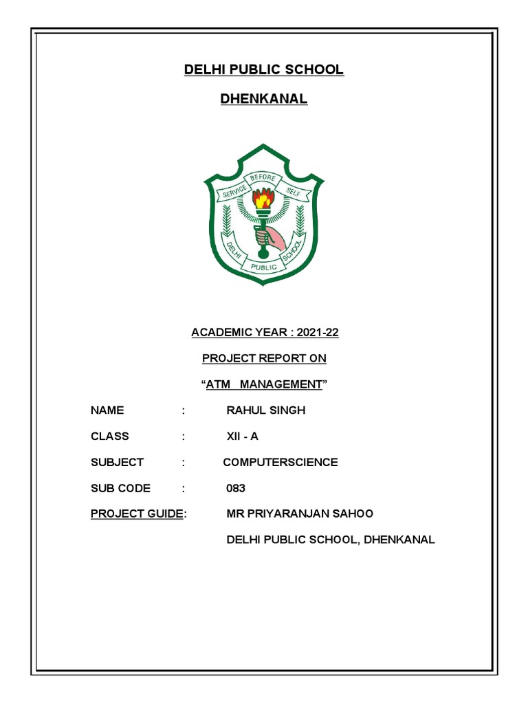 Project Report on "ATM Management System | PDF | Software Testing ...