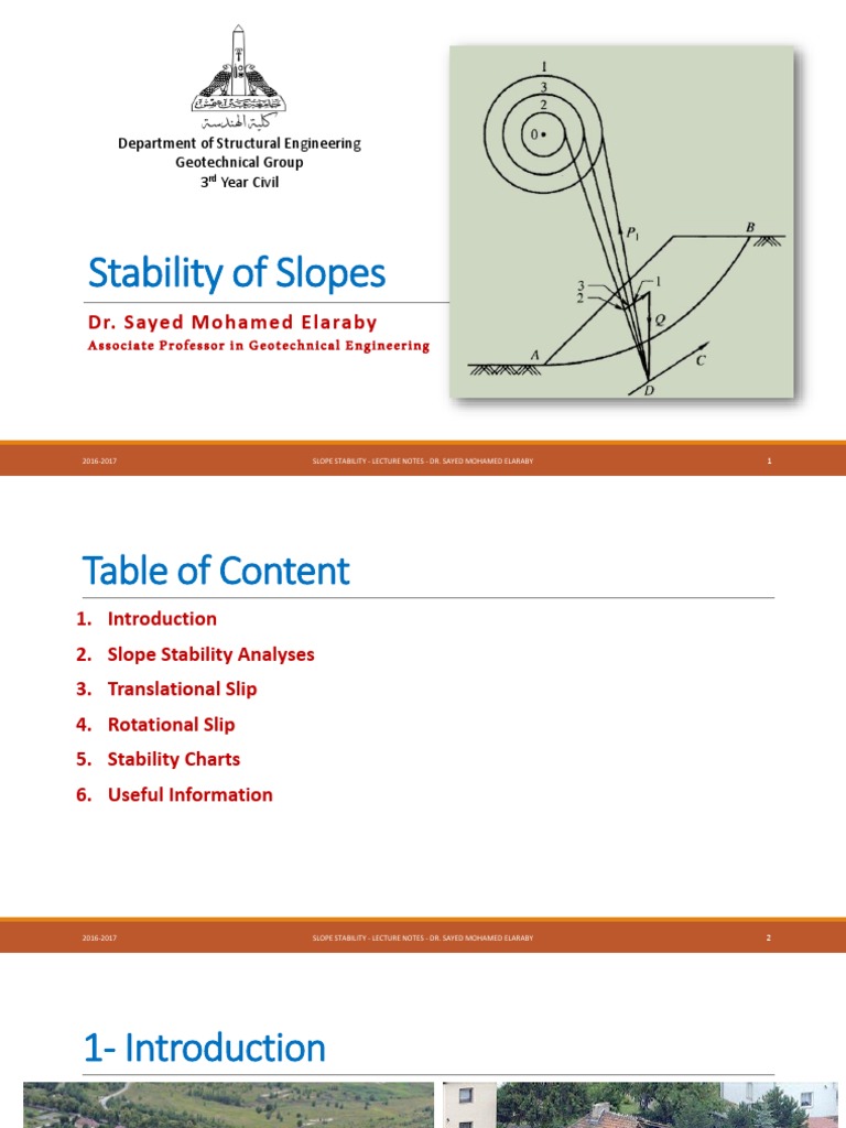 Stability of Slopes: Dr. Sayed Mohamed Elaraby | PDF | Mechanics ...