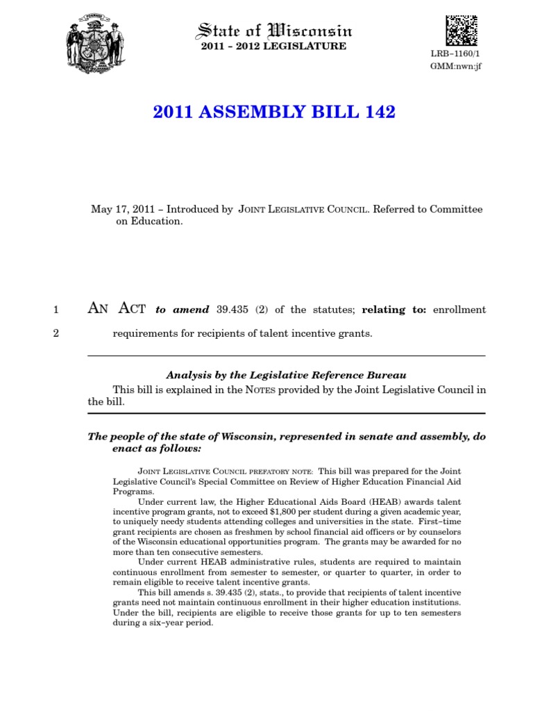 Ab 142 | PDF | Bill (Law) | Constitutional Law
