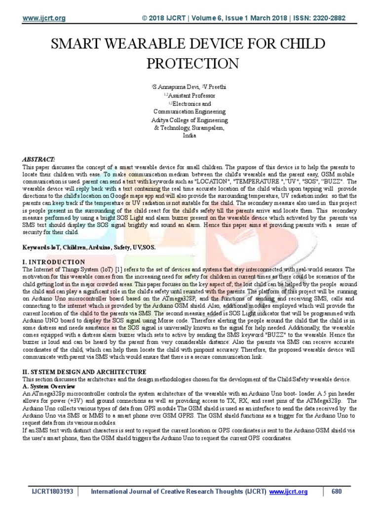Child Safety Wearble Device | PDF | Arduino | Global Positioning System