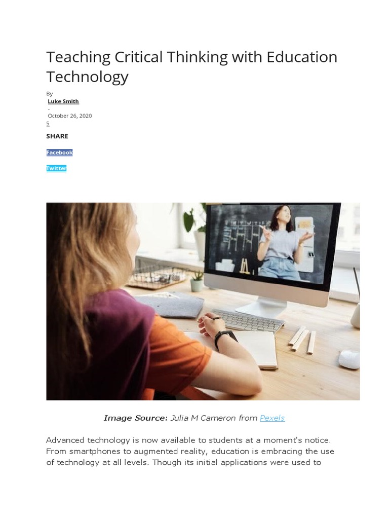 Enhancing Critical Thinking with Tech | PDF | Career & Growth | Social ...