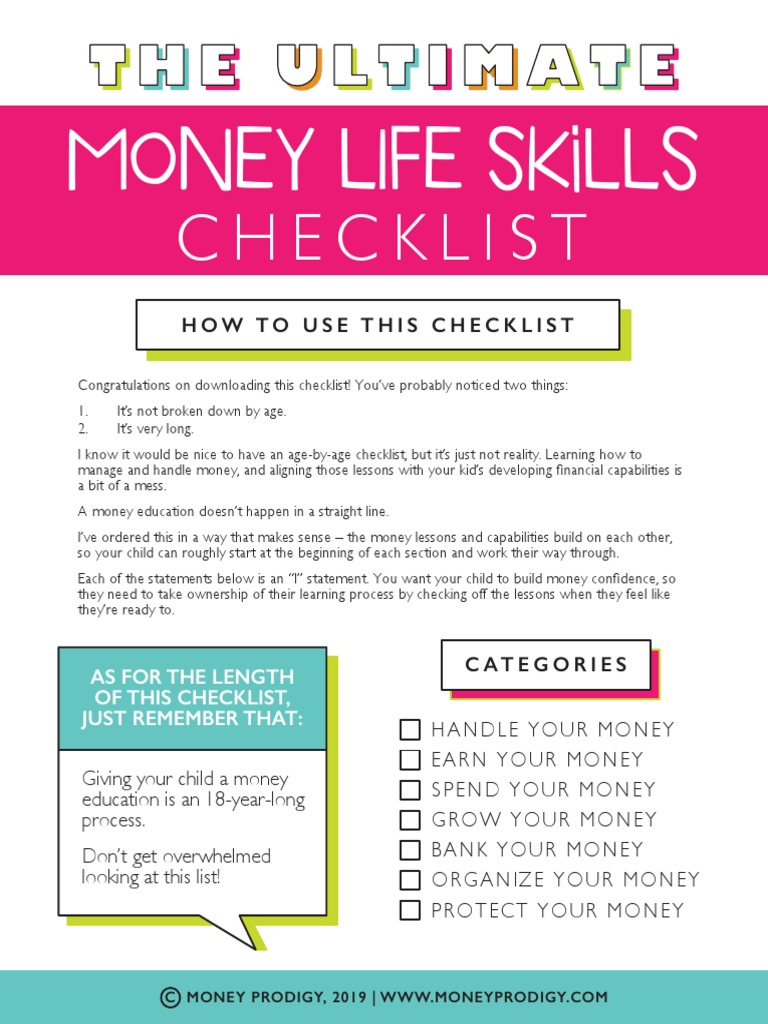 Checklist: Money Life Skills | PDF