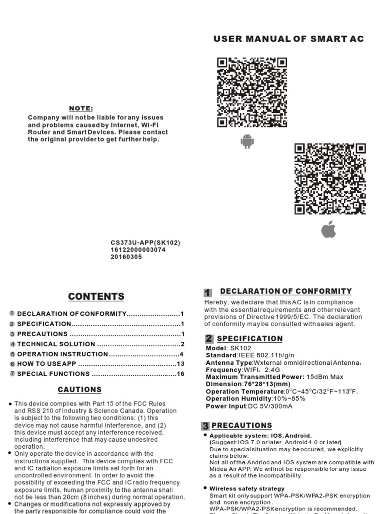 Midea-WIFI-MANUAL-SK102-online Controller | PDF | Wi Fi | Wireless Lan
