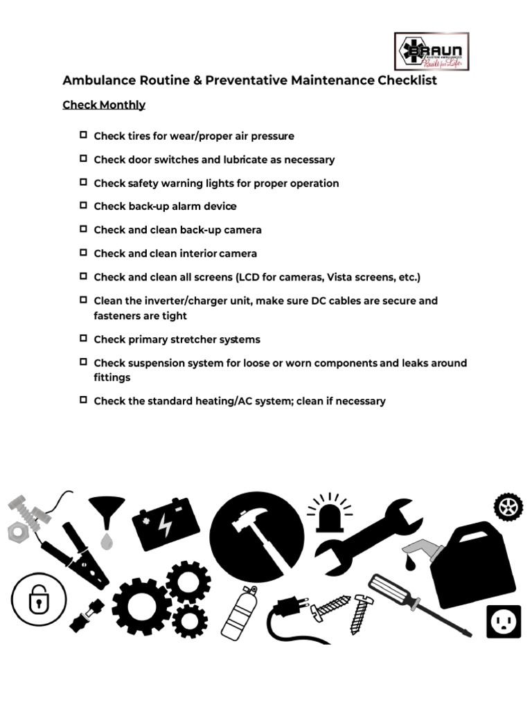 Braun Ambulance Maintenance Checklists | PDF