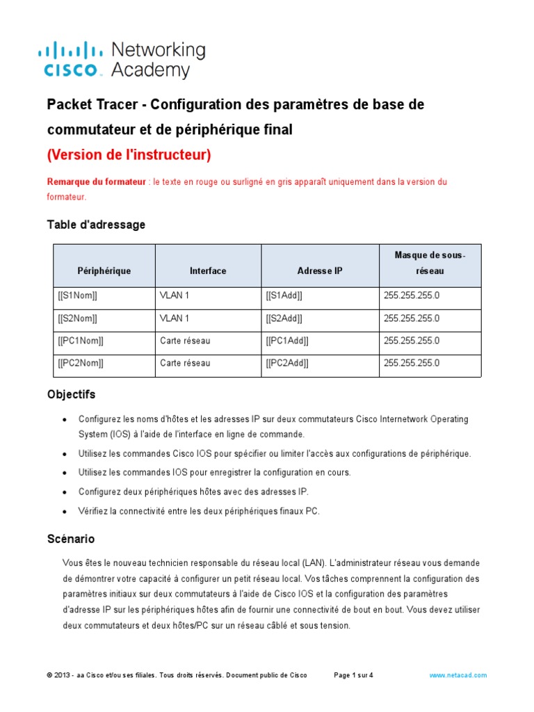2.9.1 Packet Tracer - Basic Switch and End Device Configuration - ILM ...