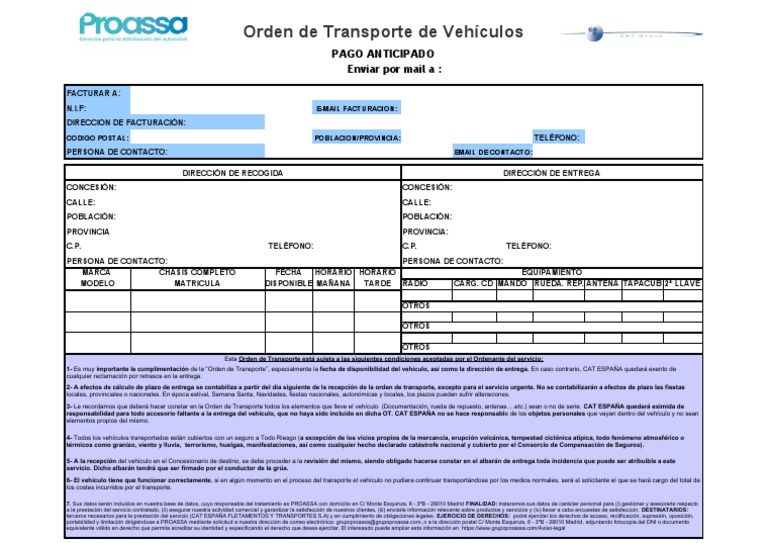 Hoja Transporte PROASSA | PDF | Seguro | Transporte