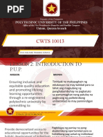 PUP Vision, Mission, and Other Values | PDF | Career & Growth | Social ...