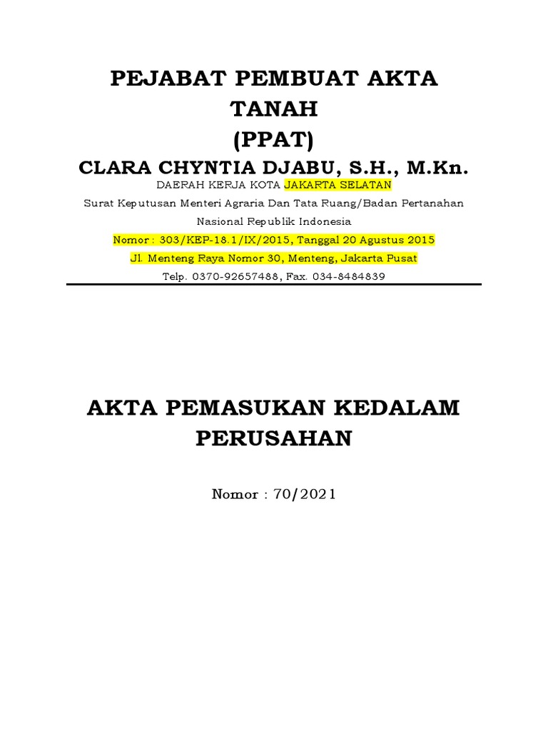 Draf Akta Inbreng | PDF