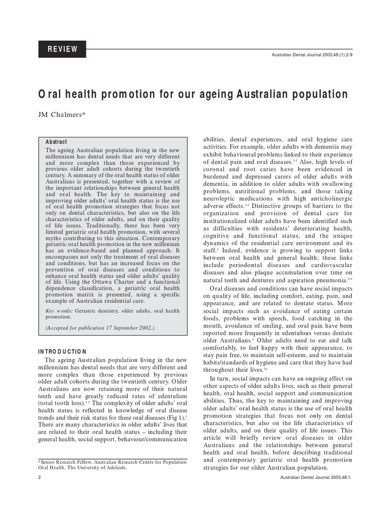 Oral Health for Ageing Australians | PDF | Dentistry | Oral Hygiene