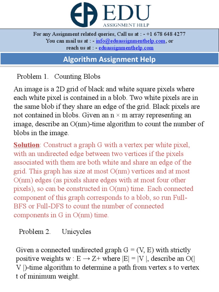 Algorithm Assignment Help | PDF | Vertex (Graph Theory) | Applied ...