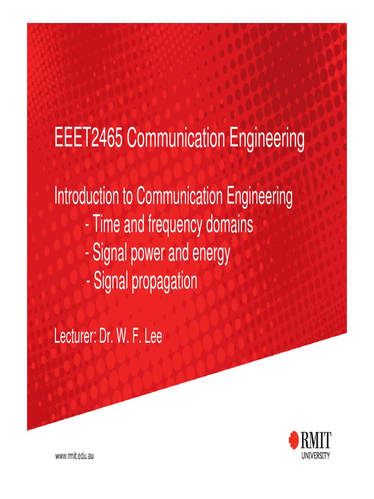 EEET2465 Lecture 1 Introduction To Communication Engineering | PDF | Radio Propagation ...