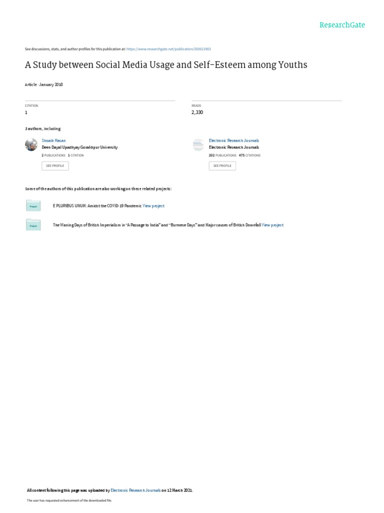 Social Media's Impact on Teen Self-Esteem | PDF | Self Esteem | Popular ...