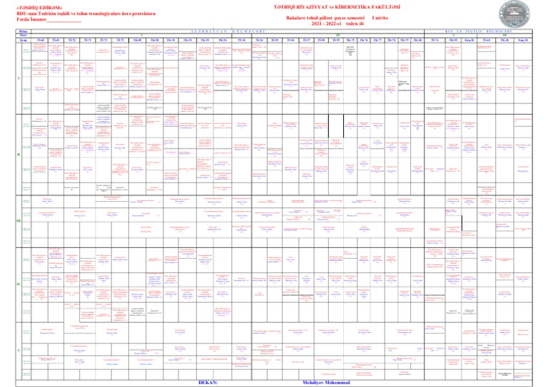 Ders Cedveli 2021-22 Payiz I III Kurs | PDF