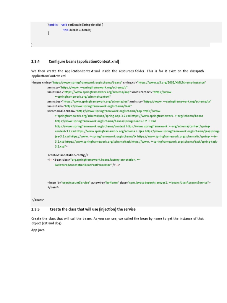 2.3.4configure Beans (ApplicationContext - XML) | PDF