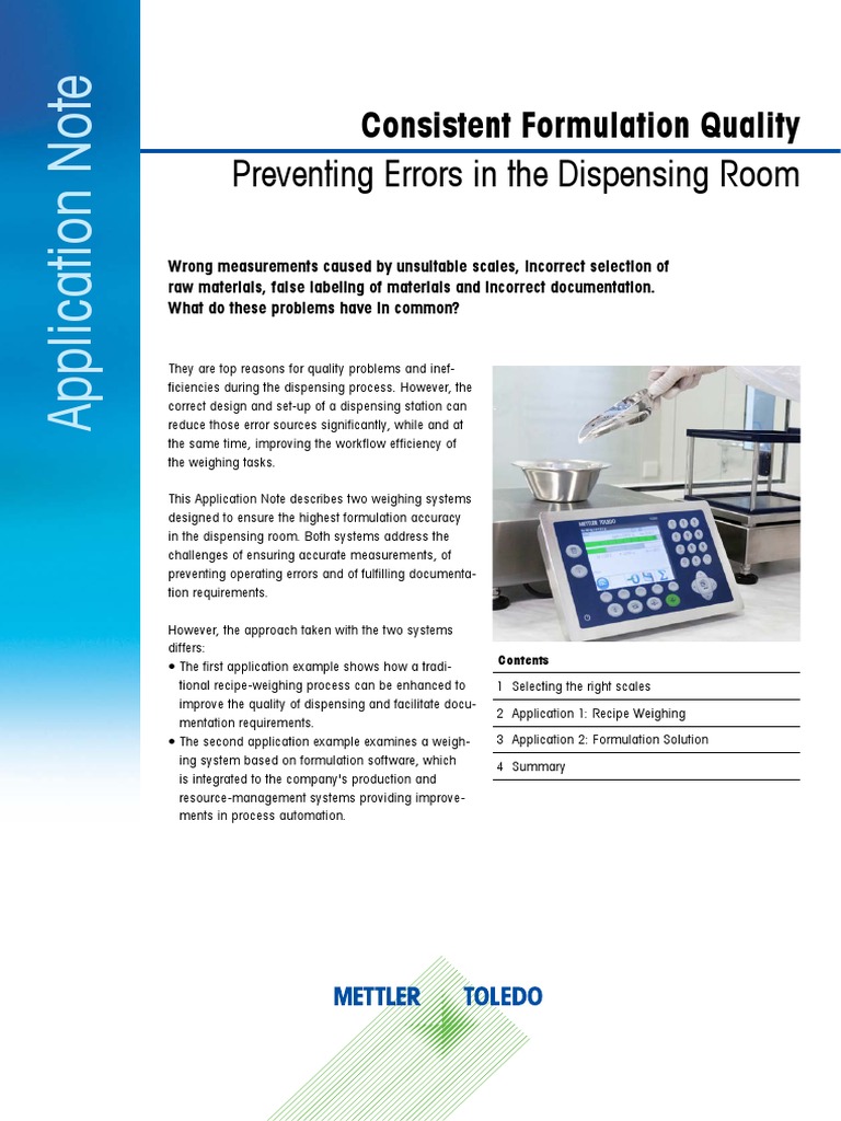 Preventing Errors in The Dispensing Room: Consistent Formulation ...