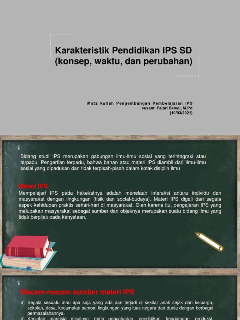 Materi Karakteristik Pendidikan IPS SD (Konsep, Ruang, Perubahan) - PDF | PDF