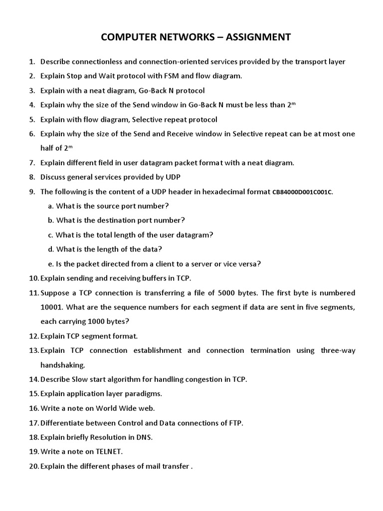 Computer Networks - Assignment: CB84000D001C001C | PDF