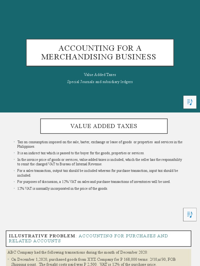 Accounting For Merchandising Business With VAT & Special Journals | PDF ...