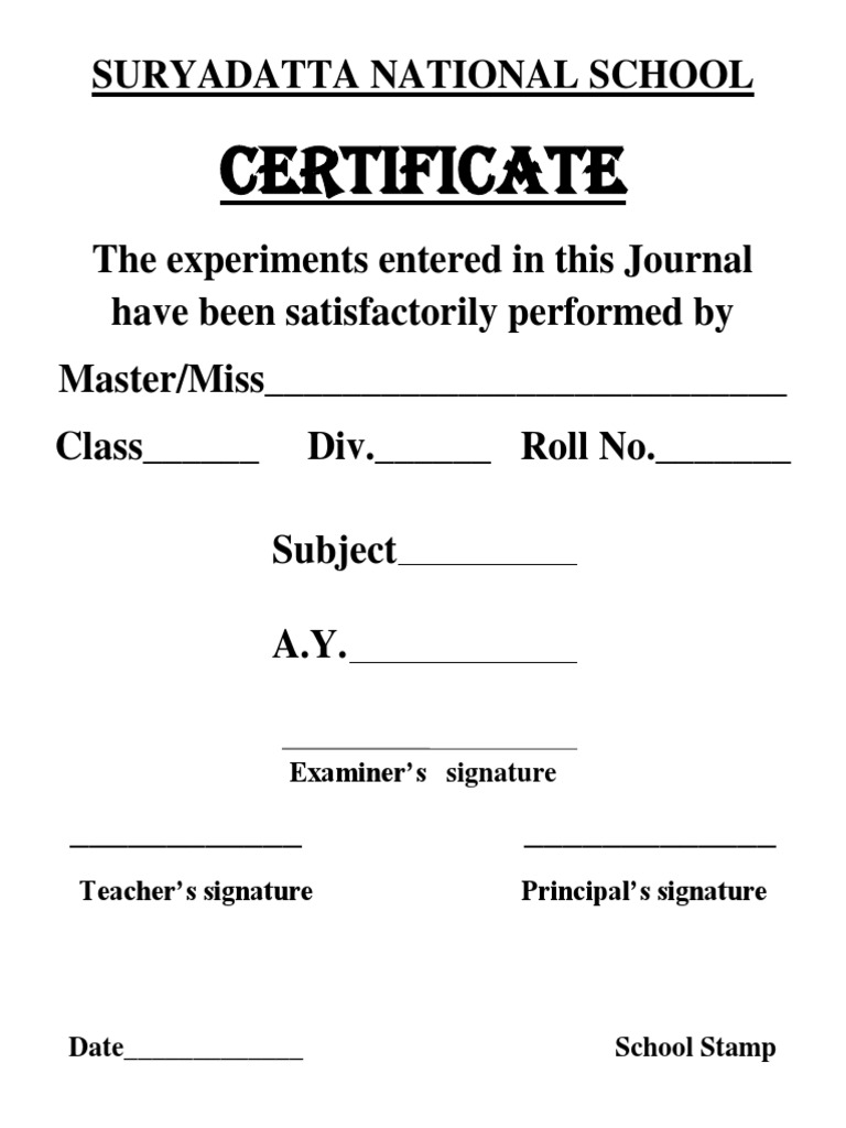 Certificate For Practical | PDF
