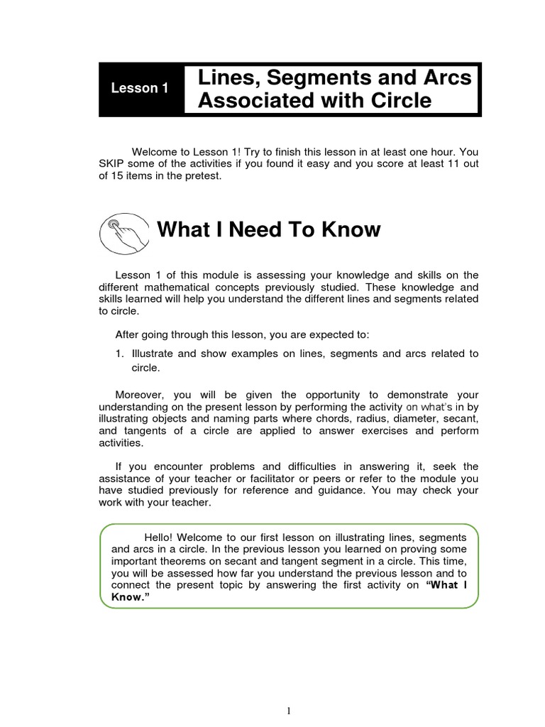 Lines, Segments, and Arcs in Circles | PDF | Circle | Tangent