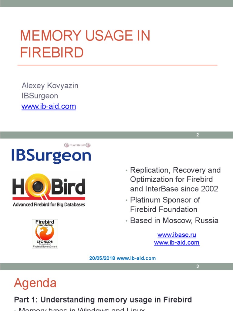 Memory Usage in Firebird: Alexey Kovyazin Ibsurgeon | PDF | Cache (Computing) | Information ...