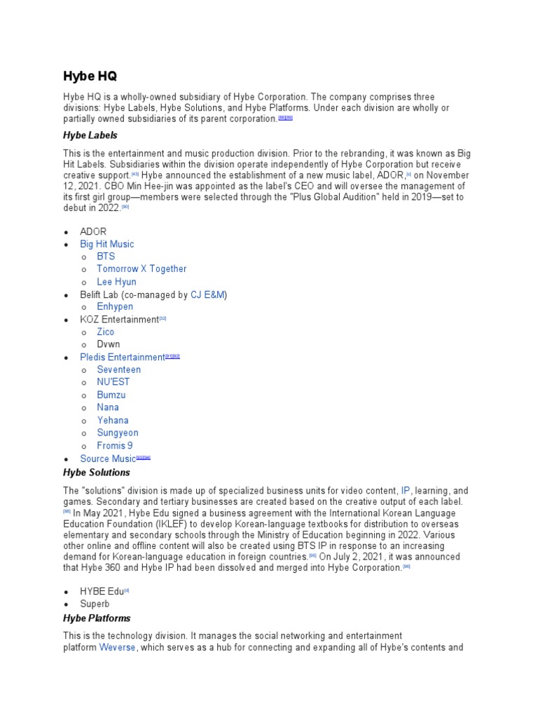 HYBE | Download Free PDF | Companies | Business