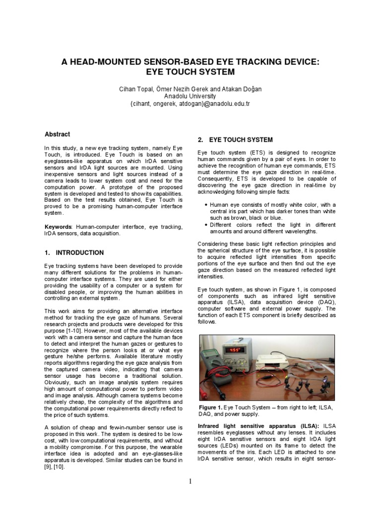 A Head-Mounted Sensor-Based Eye Tracking Device Eye Touch System | PDF ...