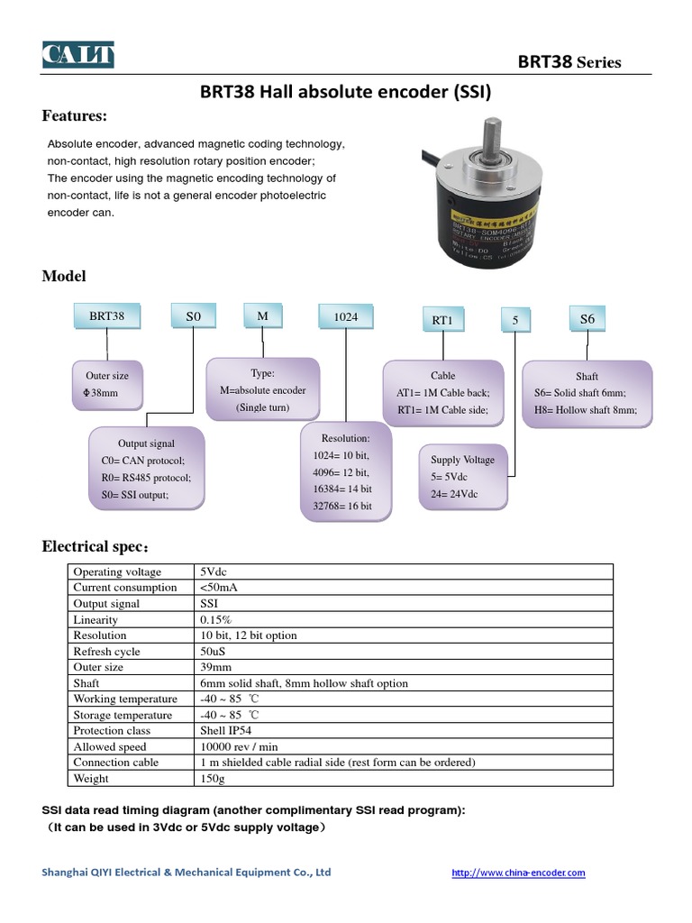 BRT38 Hall Absolute Encoder - Drawing Dimesion | PDF | Bit | Equipment