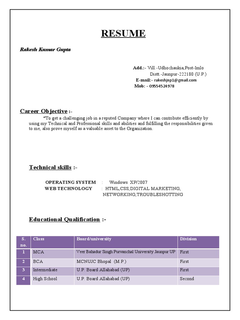 Rakesh Gupta CV | PDF | Computing