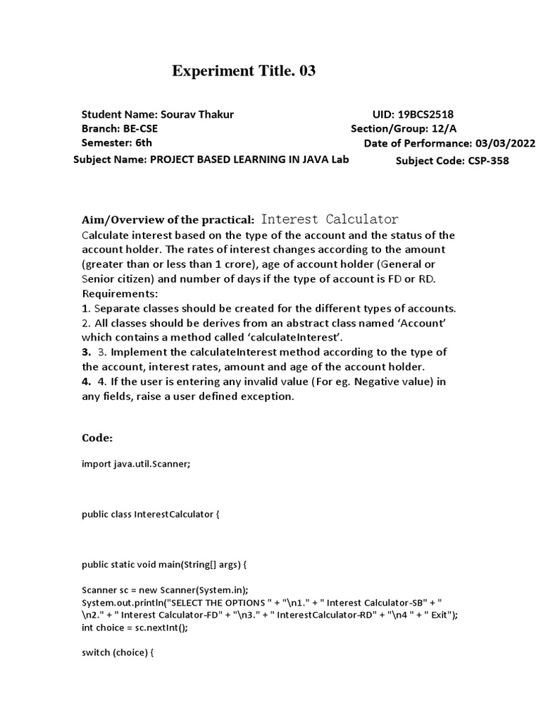 Worksheet 1.3 Java @ | PDF | Method (Computer Programming) | Computer Engineering