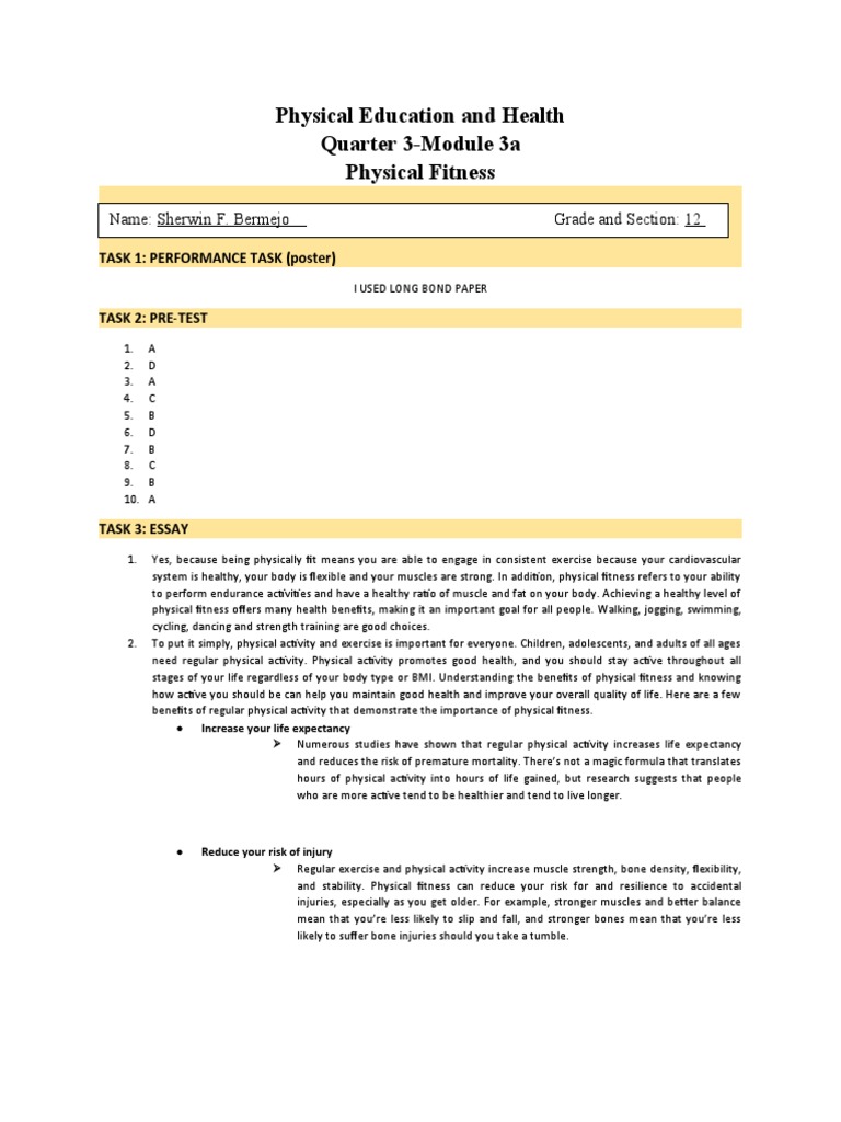 Importance of Physical Fitness | PDF | Physical Fitness | Psychology