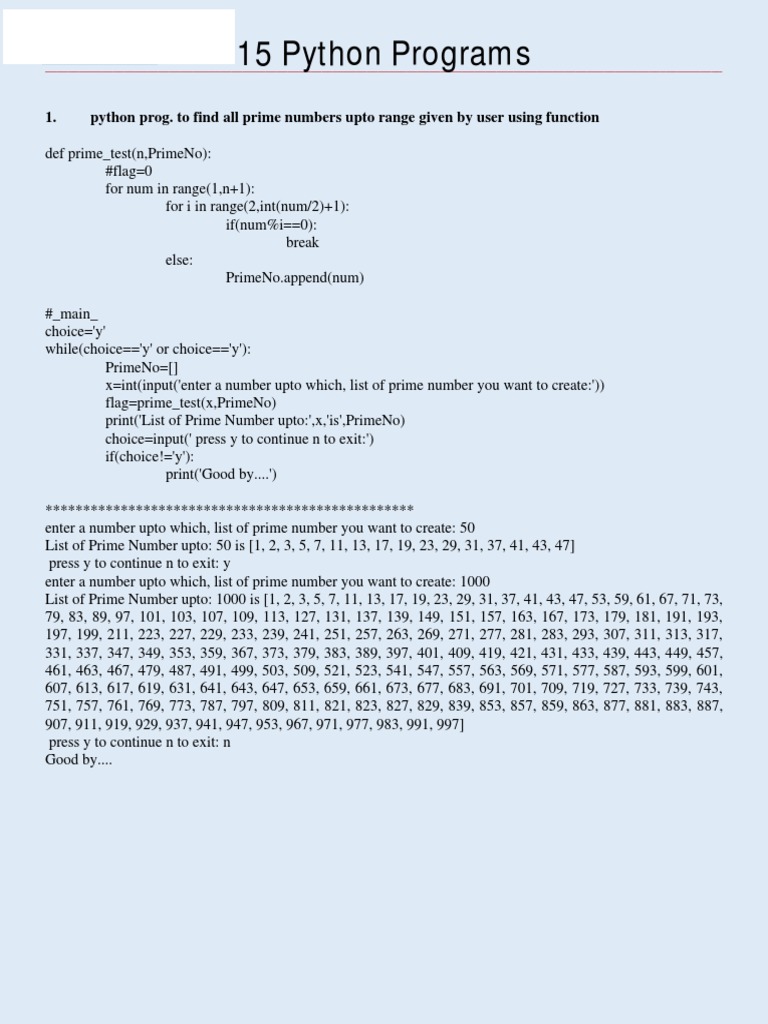 Python Programs to Demonstrate Common Programming Tasks | PDF ...