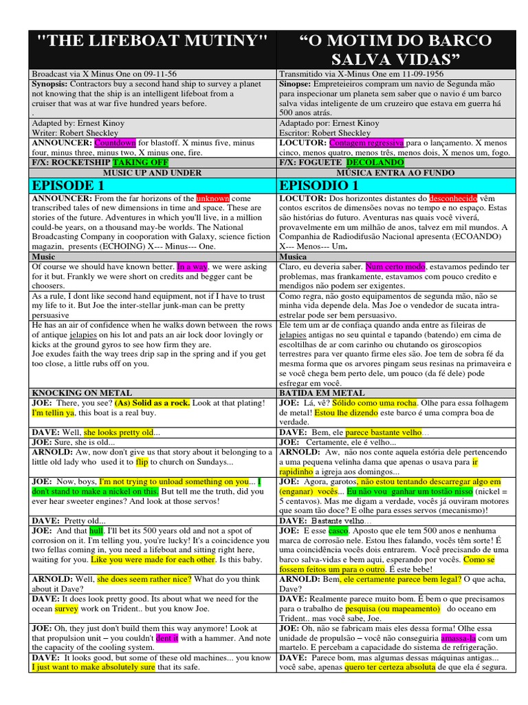 The Lifeboat Mutiny Script Ep1 | PDF