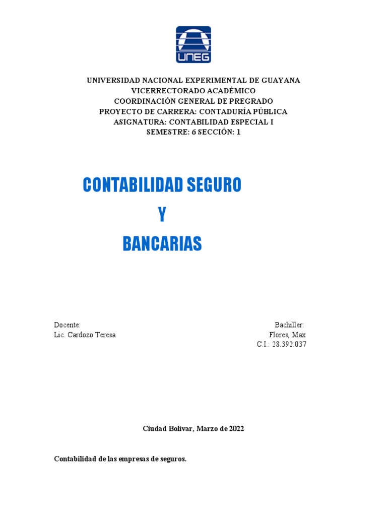 Contabilidad de Seguros y Bancaria. | PDF | Seguro | Contabilidad