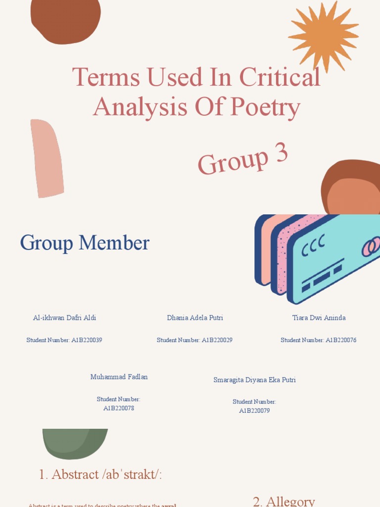 Terms Used in Critical Analysis of Poetry: Group 3 | PDF | Poetry | Irony