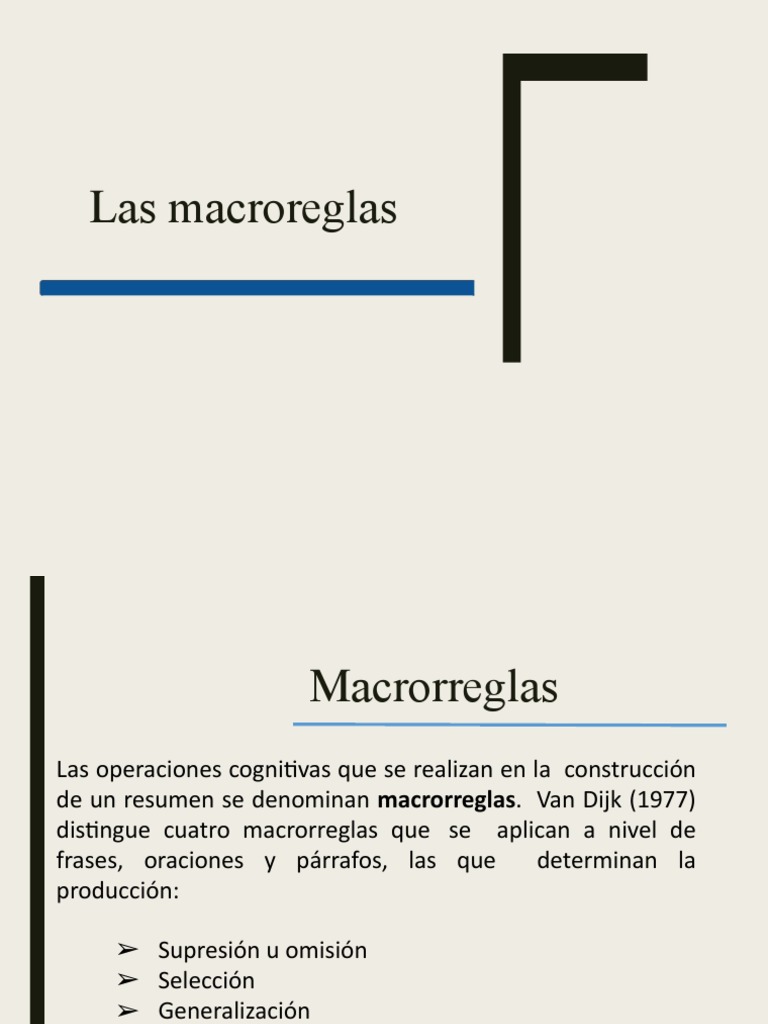 Macrorreglas para resumir textos eficazmente | PDF | Ciencia cognitiva ...