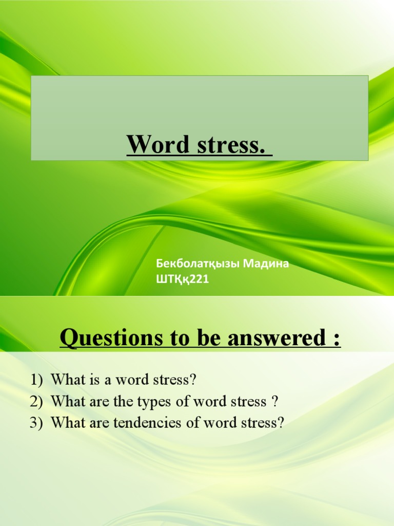 Word Stress | PDF | Stress (Linguistics) | Language Arts & Discipline