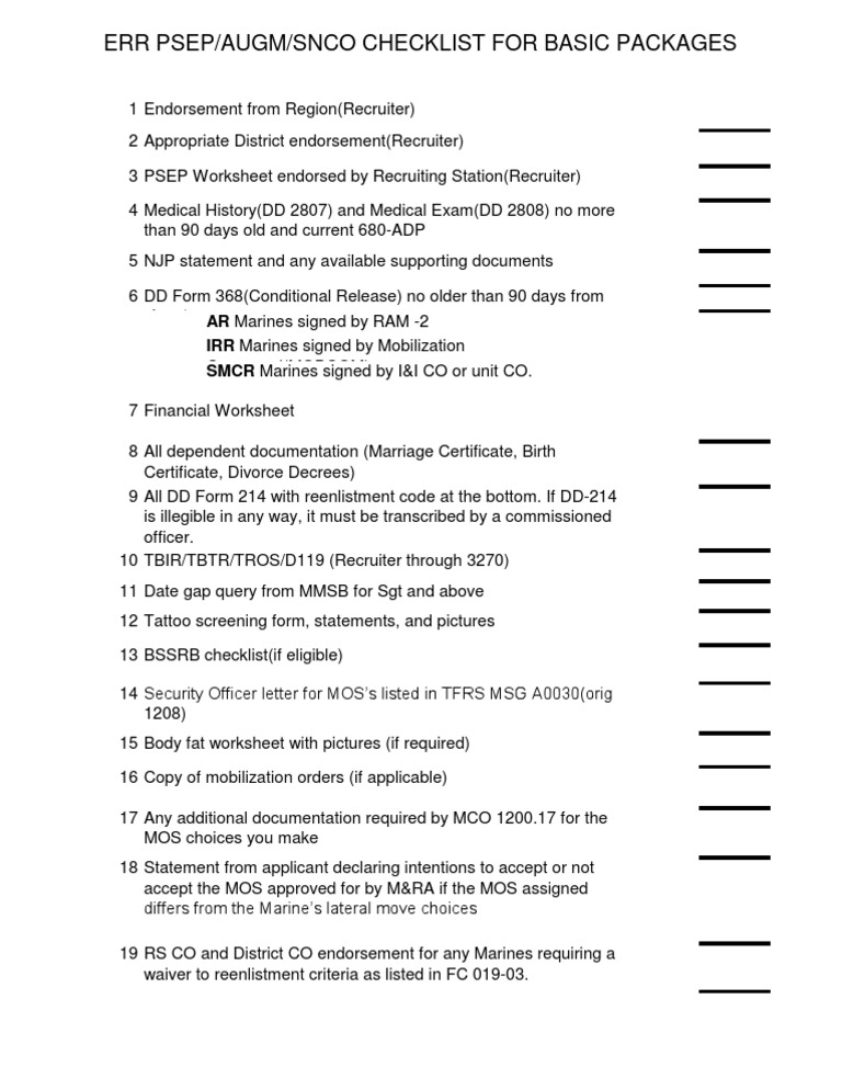 PSEP Checklist | PDF