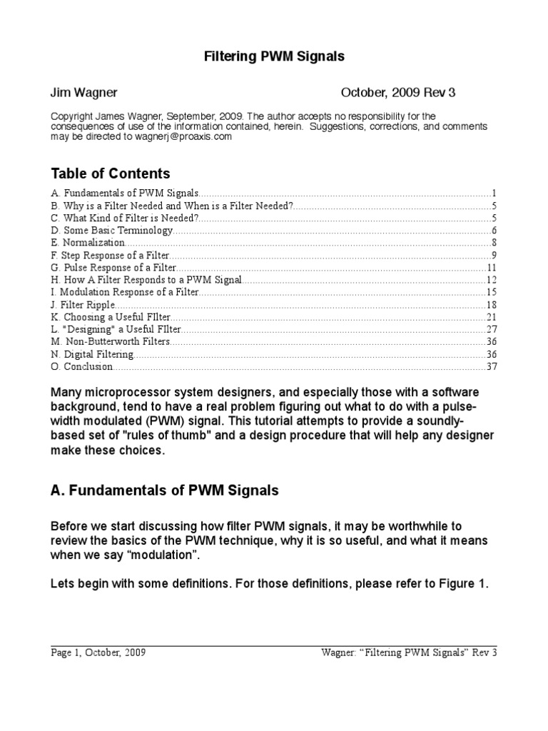Filtering PWM Signals: Consequences of Use of The Information Contained ...