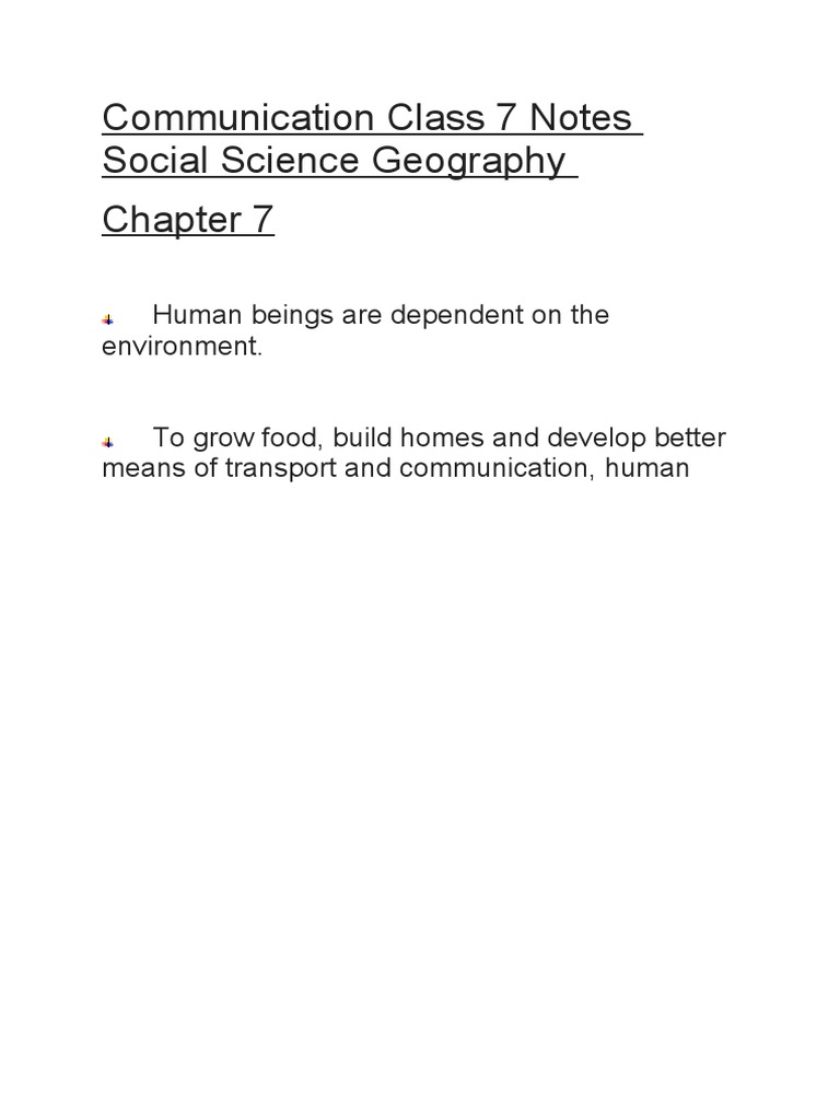 Class 7 Notes Social Science Geography Chapter 7 | PDF | Transport ...