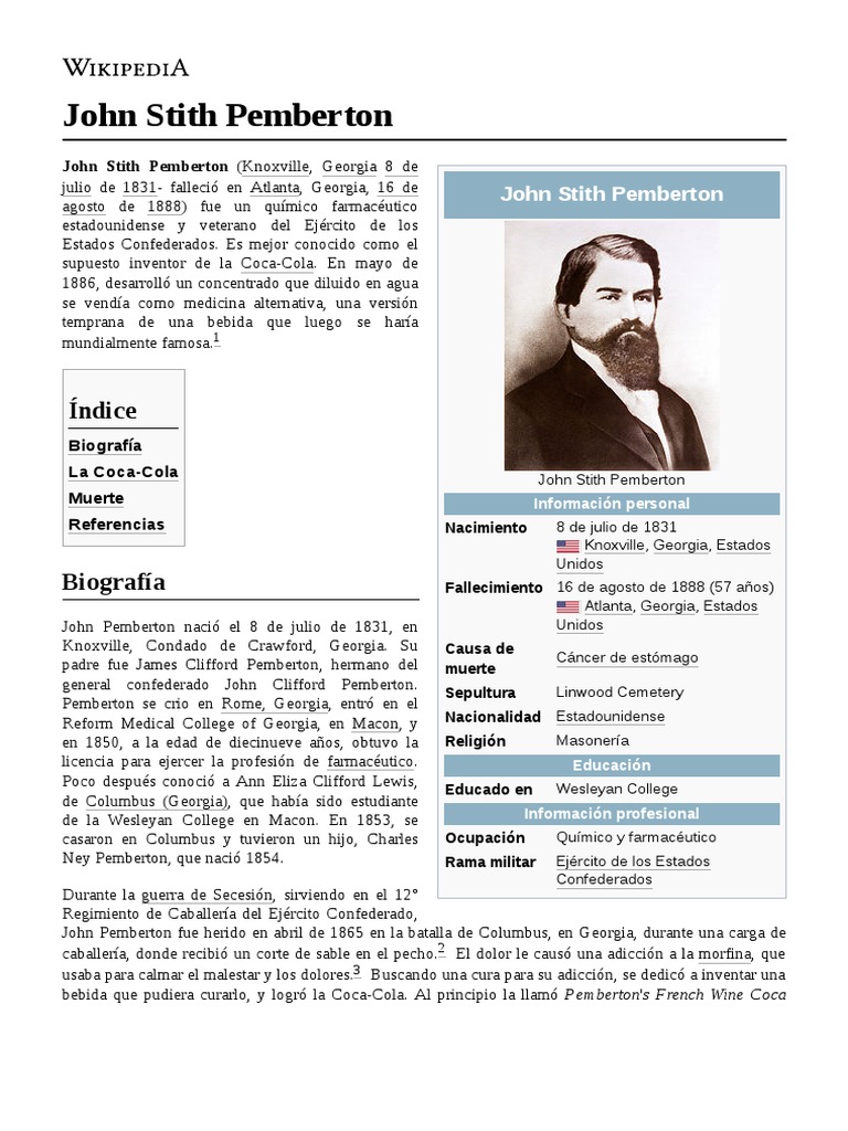 John Stith Pemberton | PDF | Coca Cola