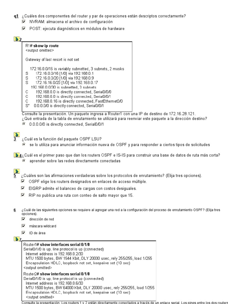 Cisco CCNA2 Examen Final | PDF | Enrutador (Computación) | Enrutamiento