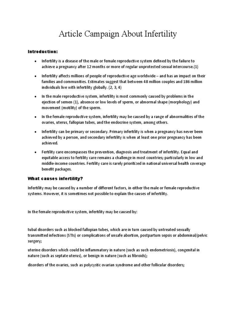 Article Campaign About Infertility Science 3rd Grading | PDF ...