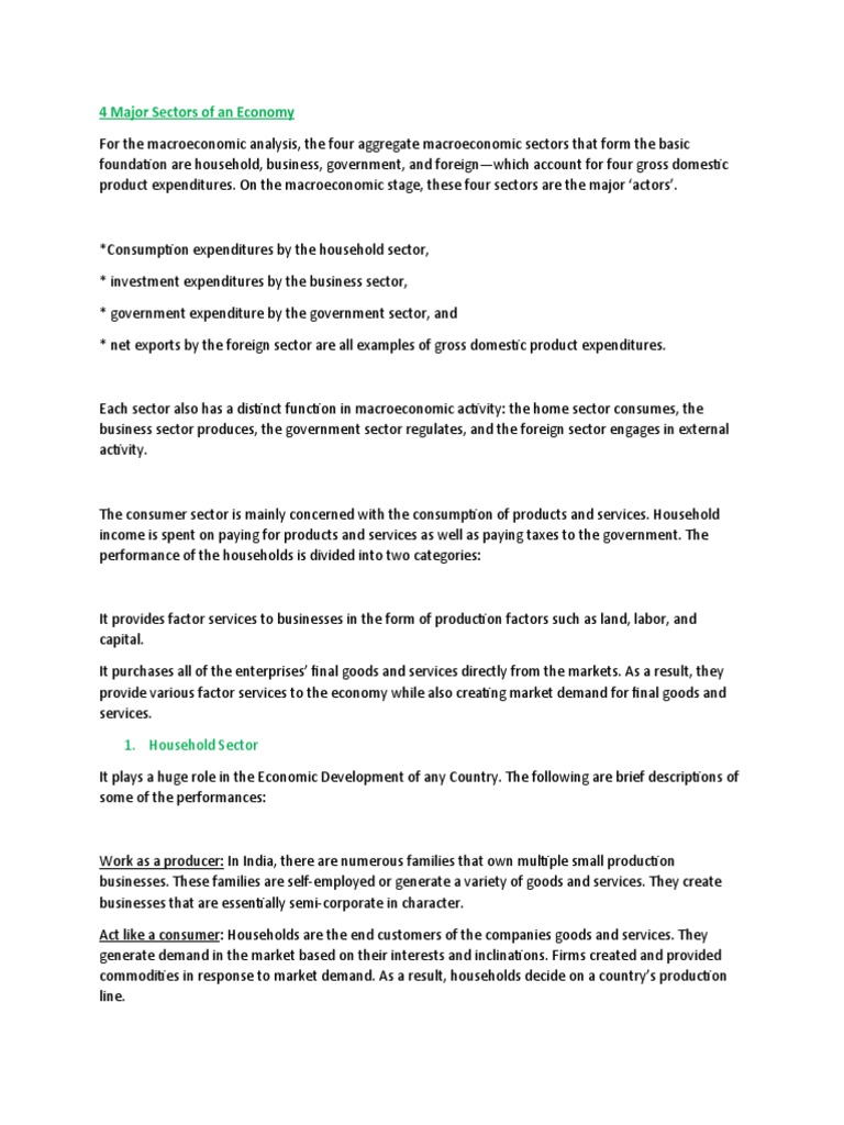 4 Major Sectors of An Economy: 1. Household Sector | PDF | Taxes ...