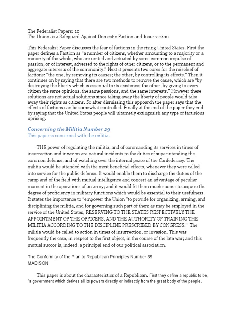 The Federalist Papers | PDF | United States Congress | American Government
