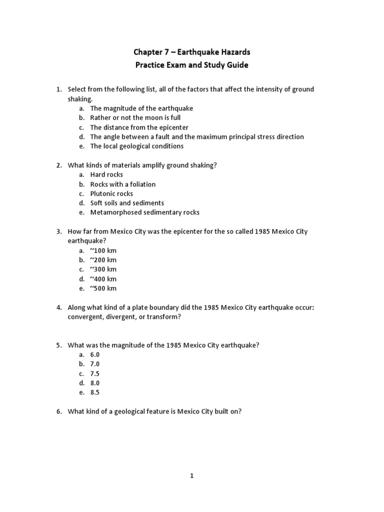 Earthquake Hazards Study Guide | PDF | Earthquakes | Tsunami