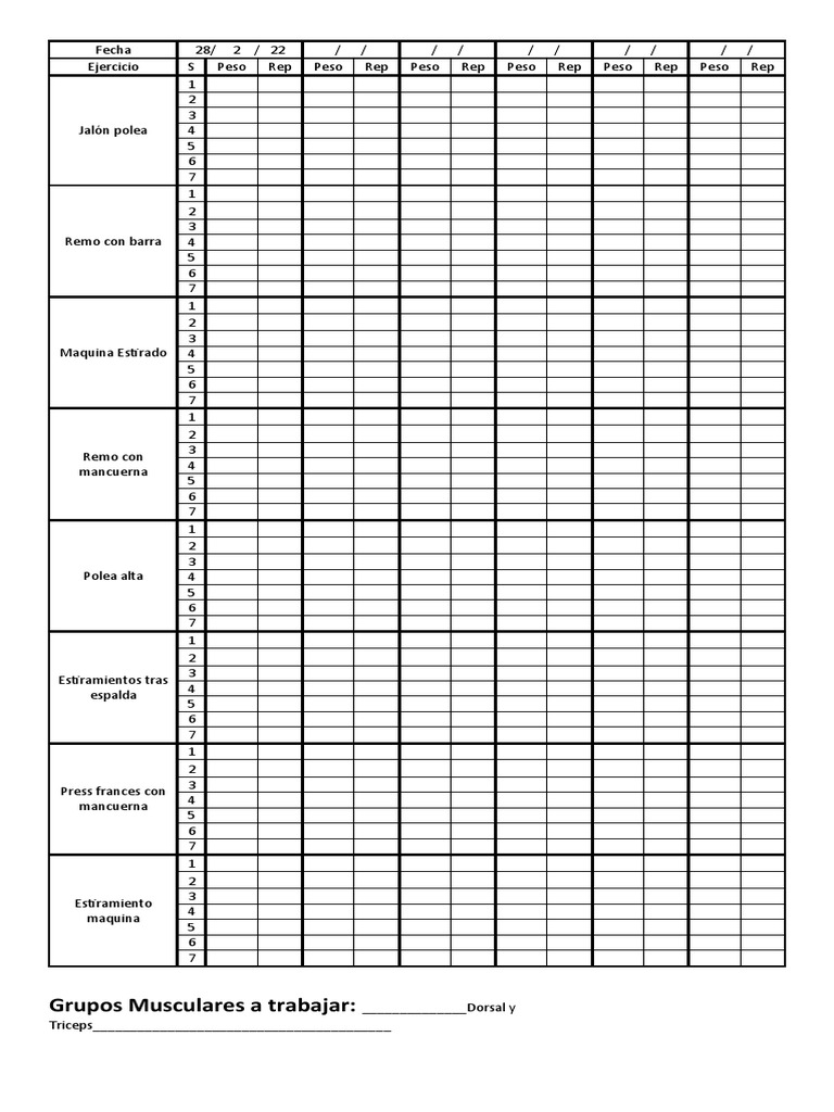 Plantilla Rutinas | PDF