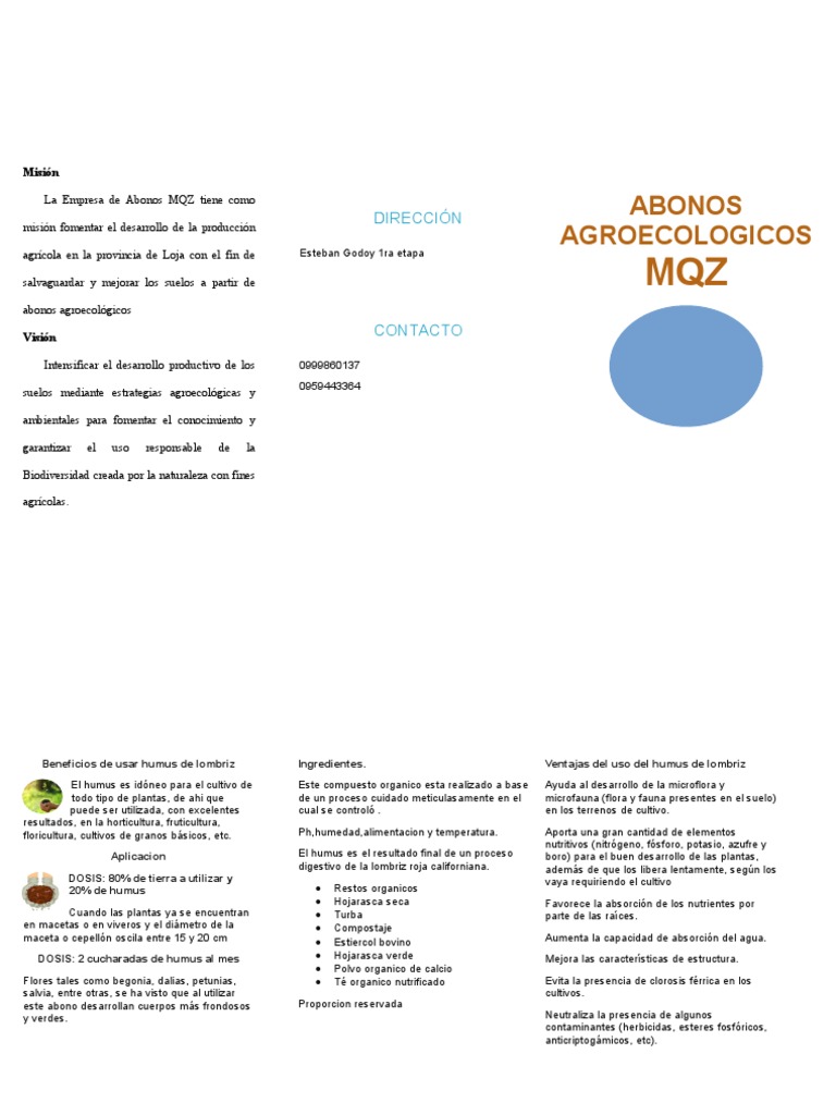 Borrador Del Triptico de Presentacion Del Humus | PDF | Fertilizante | Entorno natural